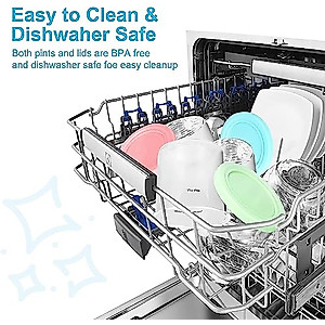 Rosvola Ice Cream Pint Container with Silicone Lid Replacement for Ninja Creami, Compatible with NC299AMZ & NC300s Series Creami Ice Cream Makers, BPA Free and Dishwasher Safe (4 Pack)