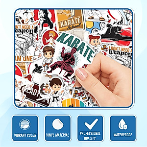 50 Pack Pcs Karate Stickers for Water Bottles Waterproof Vinyl Luggage Laptop Scrapbooking Funny Sports Taekwondo Sticker Packs Set Bulk Teens Adults Boys Aesthetic Small Decals