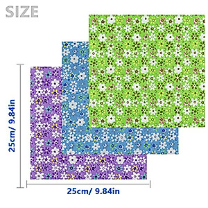 9.8X 9.8" 42Pcs Cotton Print Fabric Bundle Squares Pre-Cut Multicolor Design Printed Quilting Sewing Floral for Quilting Patchwork DIY Craft Scrapbooking Cloth (Red/Yellow/Green/Blue/Pink/Purple)