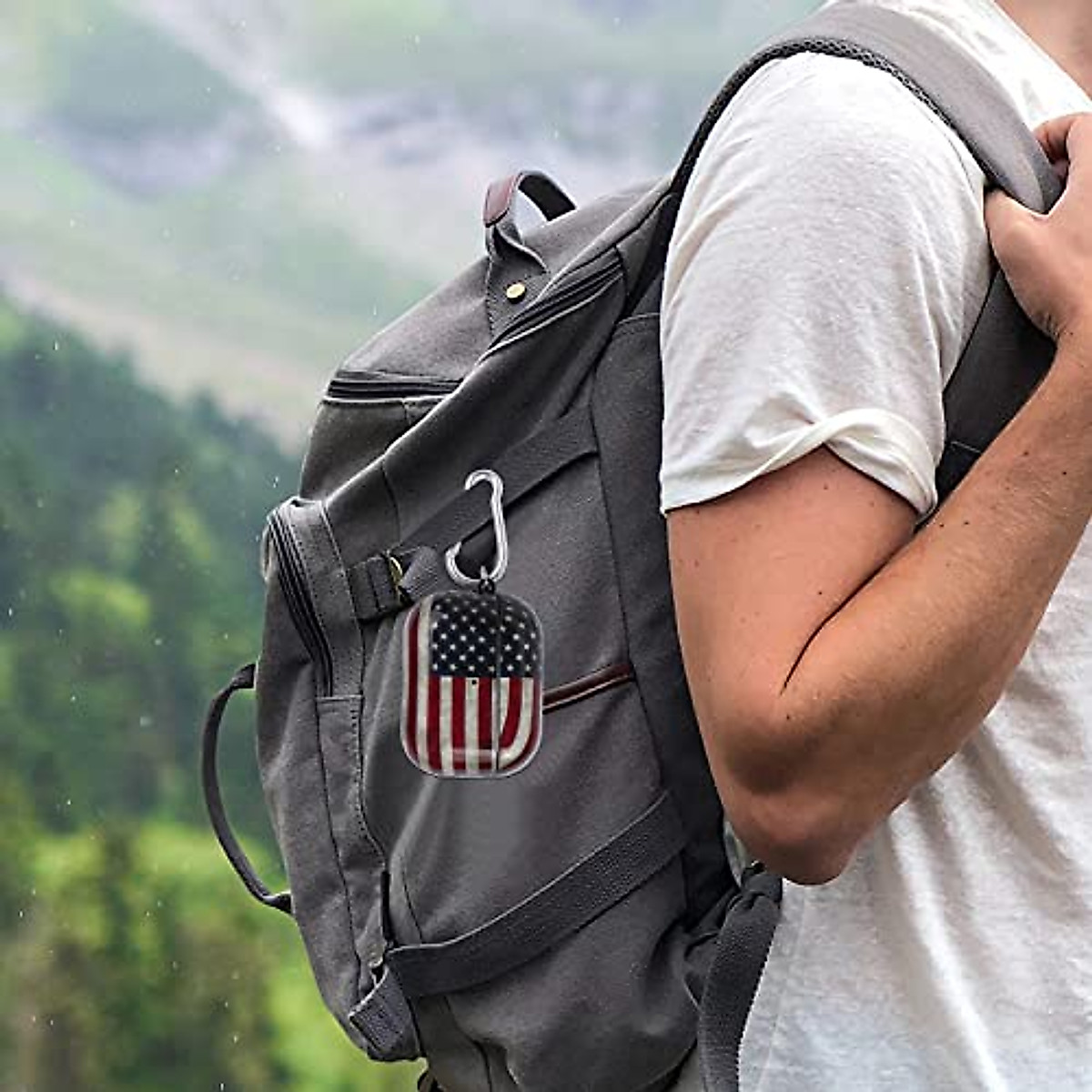 ROLEES for Airpods Pro 2nd Generation Case Cover,Cute Accessories Protective Hard Case Cover Portable & Shockproof Women Girls Men with Keychain/Strap for Airpods 2nd Charging Case(American Flag)