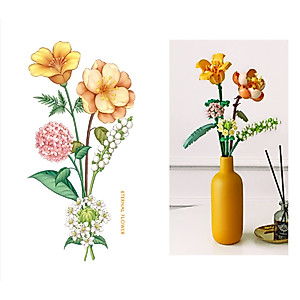 MEIEST Mini Building Blocks Flower Bouquet Plant Model Set,Creative DIY Artificial Flowers Botanical Collection Construction Bricks Toy for Kids Adult,Eternal Home Decor (Energy) (1658)