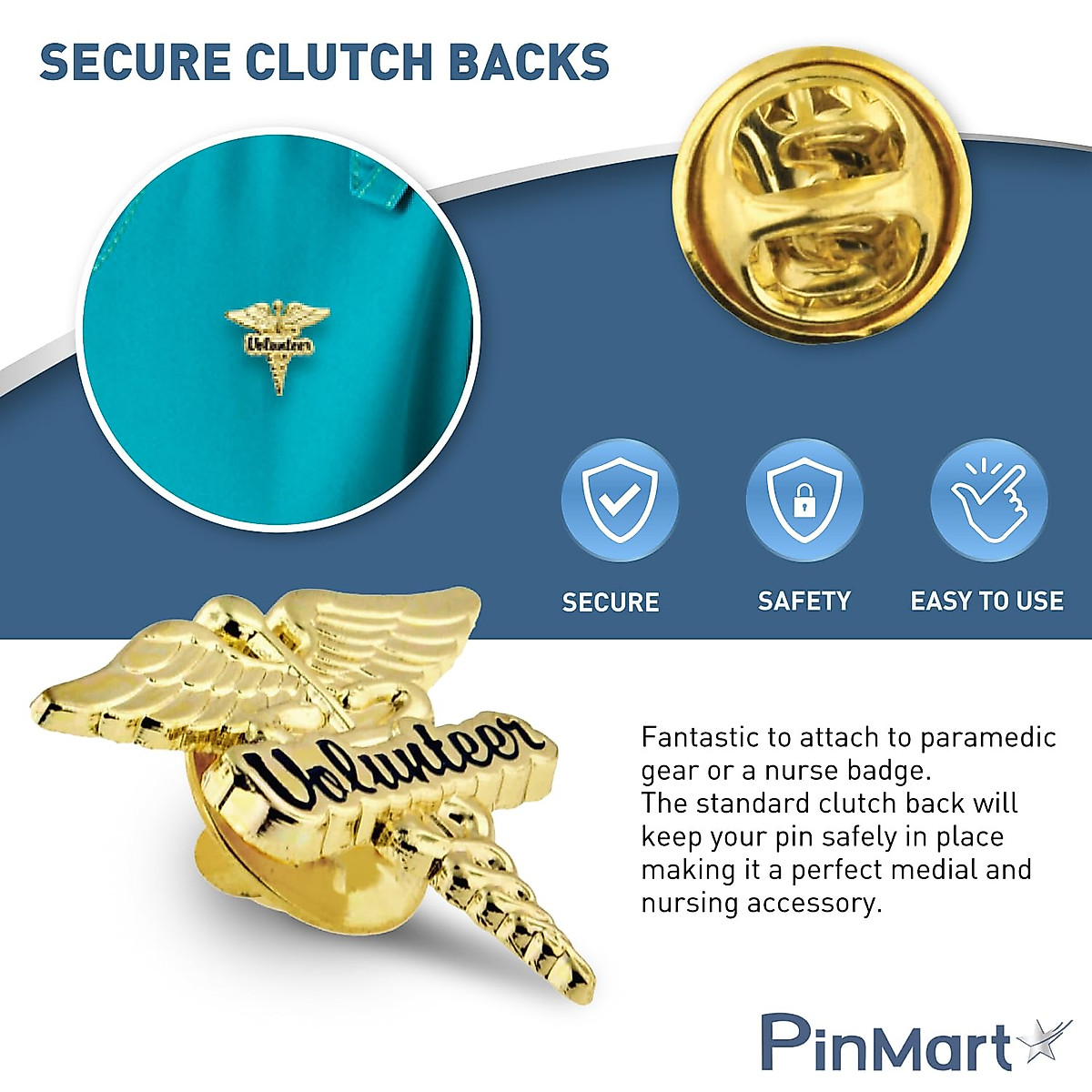 PinMart's Caduceus Nursing Enamel Lapel Pin - Ideal CNA or Medical Assistant Badge - Patient Care Technician Accessories for Lanyards and Nursing Scrubs or CNA Graduation Gifts and Pinning Ceremonies