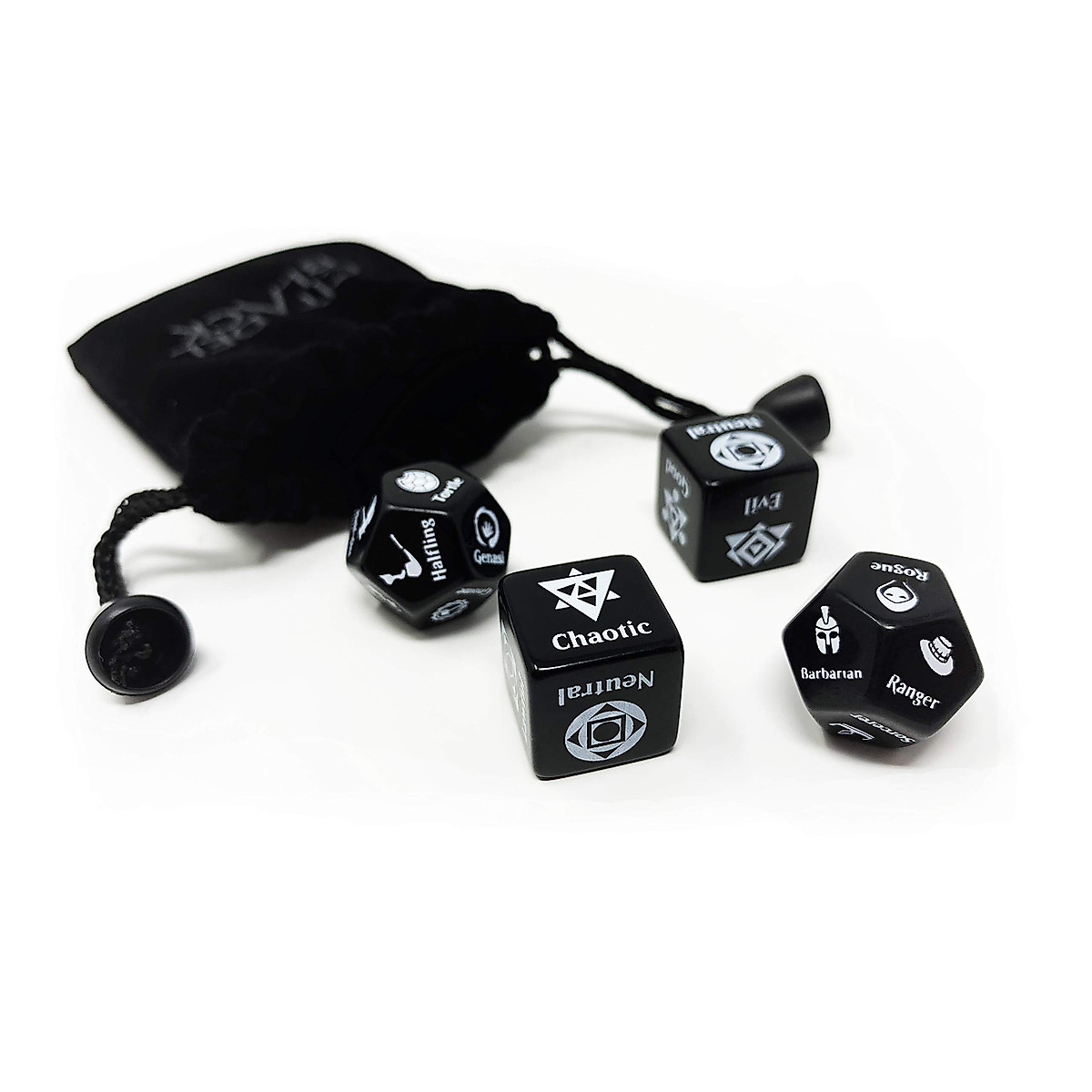Citadel Black Character Randomizer Dice Set - Randomize Class, Race, & Alignment for Characters or NPCs, Made for Dungeons and Dragons 5th Edition & Other Tabletop Role-Playing Games