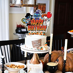 Stitch Halloween Birthday Party Decorations, Lilo Stitch Halloween Baby Shower Party Supplies Include Banner Balloon Cupcake Cake Toppers Halloween Baby Shower Decoration for Girls Boys