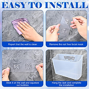 6 Pack Storage Organizer Bins Wall Mounted Organizer Basket Stackable Fridge Cabinet Door Bin Plastic Hanging Baskets with Self-adhesive Hooks for Kitchen Bathroom Pantry Freezer Under Sink - BPA Free