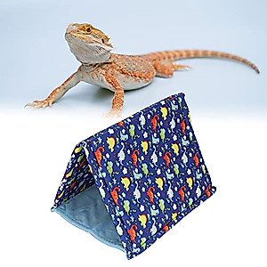 Reptile Sleeping Bed, Soft Warm Cartoon Pattern Lizard Hideout Tent for Pet Reptile Guinea Pig