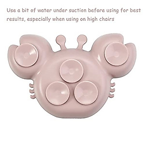 PandaEar Silicone Baby Feeding Set| Silicone Divided Suction Crab Plate and Tiny Cup with Spoons & Forks| Baby Led Weaning Supplies Self Feeding Eating Utensils -Pink