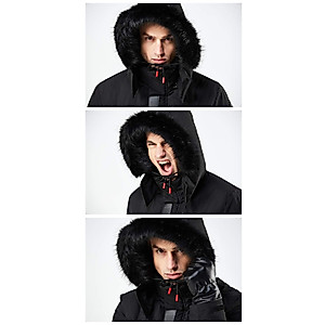 WEEN CHARM Men's Warm Parka Ski Jacket Water Resistant Puffer Jacket Long Winter Coat with Removable Faux Fur Hood