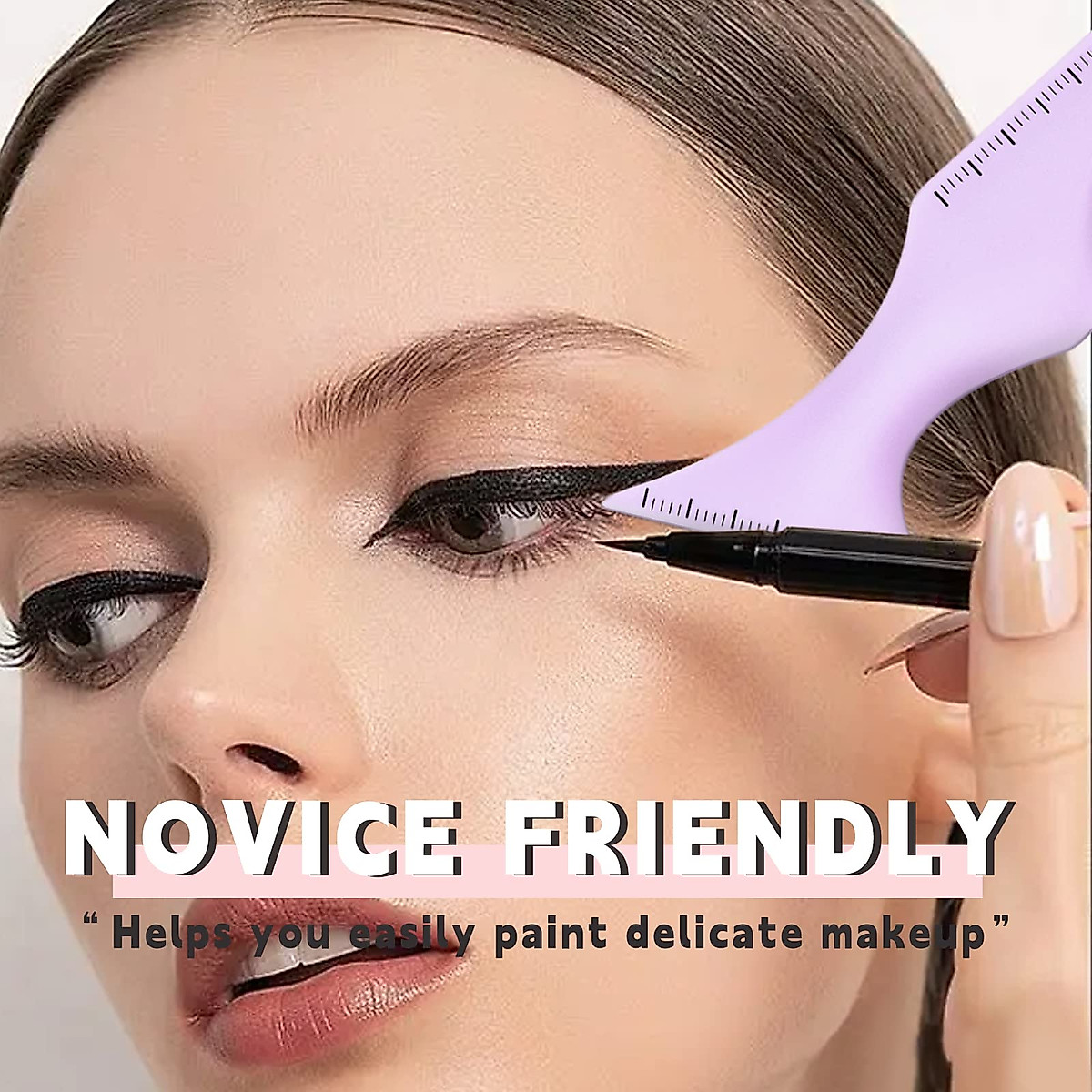 2PCS 5 in1 Eyeliner Stencils Silicone Winged Tip Eyeliner Aid Eyebrow Pencil Stencils Multi-Purpose Eye Makeup Tool for Winged Eyeliner, Defined Eyebrow, Eyelash, Face Contour and Lip Line