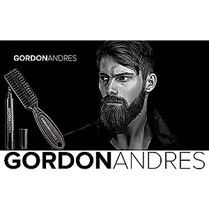 Gordon Andres Water Proof Beard Pencil for Men, Long Lasting Coverage & Natural Finish - Beard, Moustache & Eyebrows - Micro-Fork Tip for Seamless Application - Includes Brush for Blending (Black)