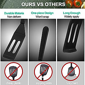 Mini Brownie Serving Spatula Flexible Nonstick Silicone Serve Turner Heat-Resistant Cookie Spatula Slotted Spatula for Flip Egg in Small Frying Pan Cookie Batter Lemon Square (Black, 2)