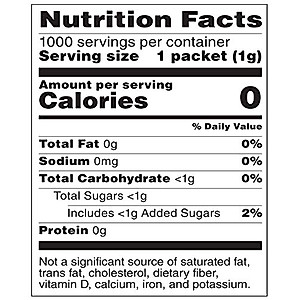 Amazon Brand - Happy Belly Zero Calorie Pink Saccharin Sweetener, Powder, Packet, 35.2 ounce (Pack of 1), (Previously Sugarly Sweet), 1000 Count