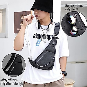 CAISANG Small Sling Bag Men Crossbody Bag Shoulder Backpack Hiking Daypack Women Anti-Thief Personal Pocket Casual Chest Bag for Travelling Hiking Outdoor Sport