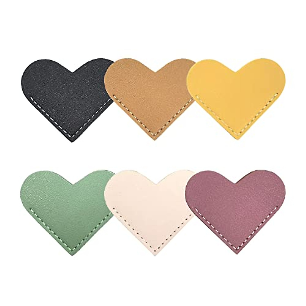 6 Pieces Heart Leather Bookmarks Cute Bookmarks Heart Page Corner Handmade Book Marks Leather Reading Accessories for Women and Book Lovers