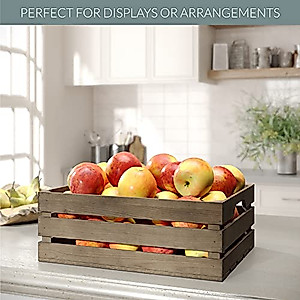 Wood Crates Set of Three - Decorative Large Nesting Rustic Wooden Crates for Storage, Display, Decor, Boxes - Stackable or Mountable Wooden Crate for Photography - Wooden Crates for Decoration - Wood Crate Bulk (Brown) by Barnyard Designs