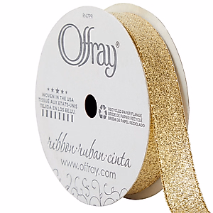 Offray Metallic Galena Craft and Decorative Ribbon, 5/8" Wide, 9-Foot Spool, Gold (155224)