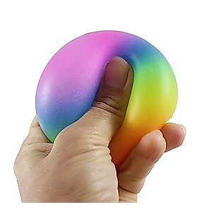 Set of 5 Sugar Balls - Galaxy/Glitter/Swirl/Rainbow/Solid - Thick Glue/Gel Stretch Ball - Ultra Squishy and Moldable Slow Rise Relaxing Sensory Fidget Stress Toy (Random Colors)