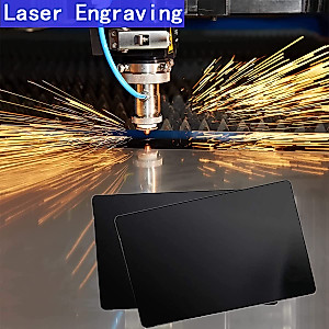 LOSYHU 100PCS Metal Business Card 0.45mm Thickness Aluminum Cards Metal Engraving Blanks Cards Aluminum Laser Engraving Cards for Office Name Cards, DIY Gift Cards, VIP Cards 3.4 x 2.1 Inch, Black