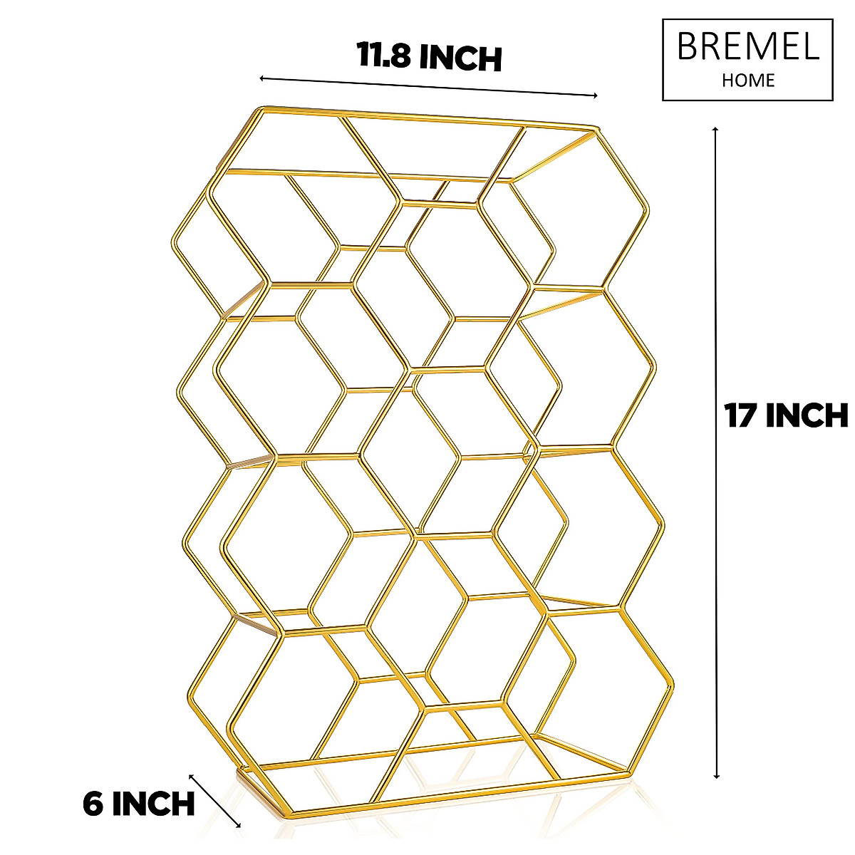 Bremel Home Wine Rack Hexagon Countertop Gold