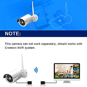 Cromorc 5MP Surveillance Bullet Camera Weatherproof Outdoor Indoor 3.6mm Lens IR Cut Day&Night Vision with 5DB Antenna with Bracket with Power Adapter Built-in Microphone