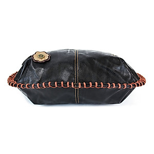 Chala Handbag Charming Hobo Large Tote Bag LAZZY CAT Black Vegan Leather Convertible