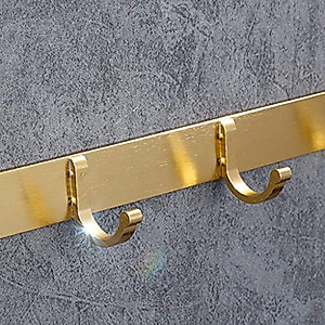 QIFFIY Towel Hanger Wall Mounted Towel Rail Antique Brass Bath Towel Rack Bathroom Towel Holder Double Towel Shelf Bathroom Accessories Towel Rack (Color : Gold)