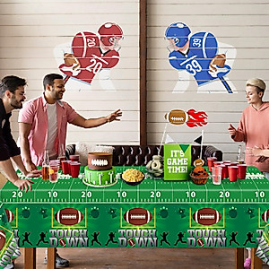 4 Pack Football Tablecloth PE Football Birthday Table Cover Football Theme Party Disposable Tablecloth Touchdown Table Cover Game Day Table Cloth Tailgate Decor Football Party Decorations 86 x 51 Inch