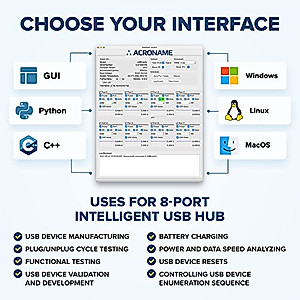 Acroname - Managed USB Switch/Hub 2 Computers - 9 Port, Fast Charge (4A), Industrial & Scientific Grade, Programmable Compatible with Mac/Windows/Linux for Keyboard Mouse External Hard Drive