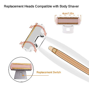 2 Pack Body Shaver Replacement Blades for Flawless Body Rechargeable Ladies Shaver and Trimmer include a cleaning brush