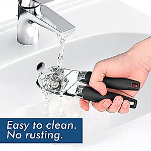 Elyum Can Opener, 3 in 1 Can Opener Manual Anti-Slip Grip Can Opener Smooth Edge, Heavy Duty Can Openers for Seniors with Arthritis, Young People, Black