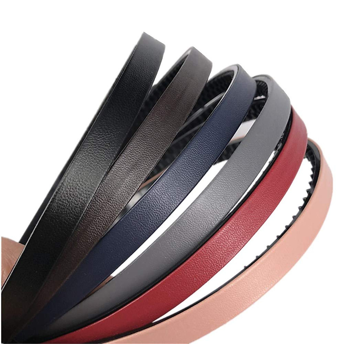 Skinny Leather Covered Twist Headband Hair Bows Hair Loop Clasp Glitter Hairbands for Women and Girls (6pcs/set)
