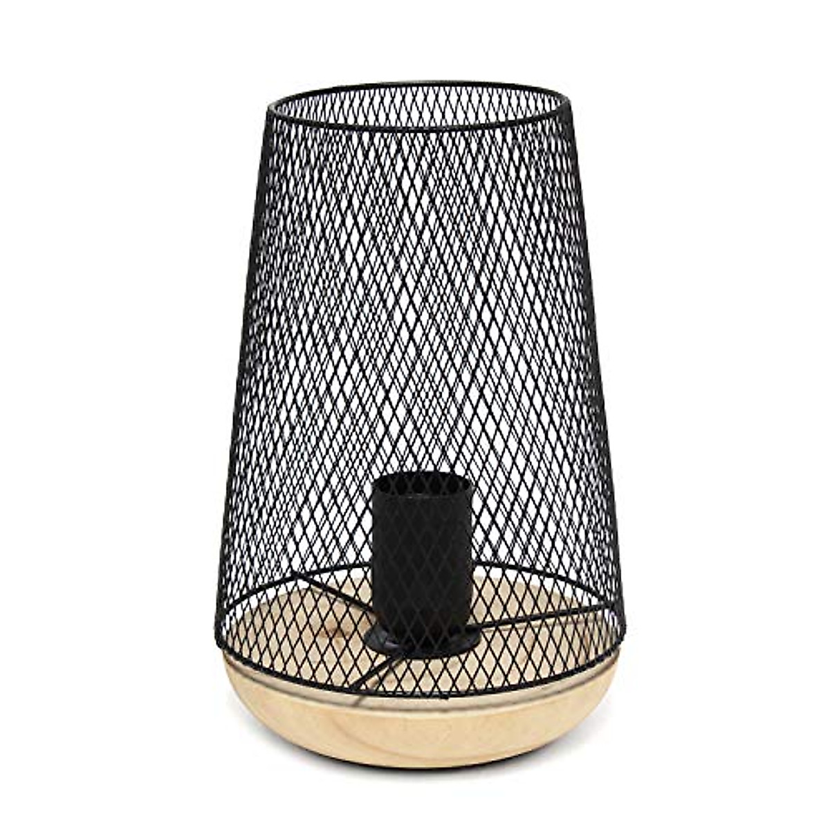 Simple Designs LT1074-BLK Wired Mesh Uplight Table Lamp, Black,5.5 x 5.5 x 9