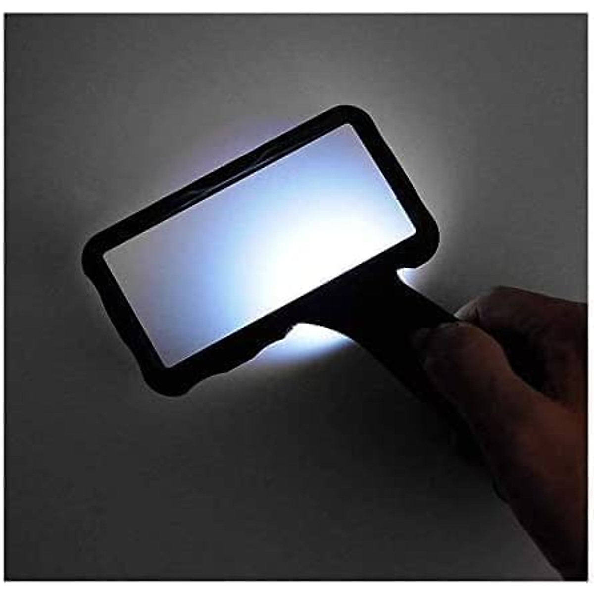 Hand-held Rectangular Magnifying Glass, LED Light Magnifier, 10X Reading Magnifying Glass for Seniors, Low Vision, Macular Degeneration