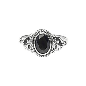 Black Tourmaline Stone Ring 925 Sterling Silver Statement Ring For Women Handmade Rings Gemstone Christmas Promise Ring Size US 10 Gift For Her