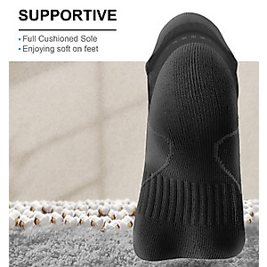 KEMISANT Mens Running Socks 6 Pairs-Athletic Compression Ankle Socks Cushioned for Men Walking-Arch Compression Support(6Pairs,Shoes Size:Men 8-9)