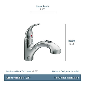 Moen Integra Chrome One-Handle Pullout Kitchen or Laundry Faucet Featuring Power Clean, 67315C