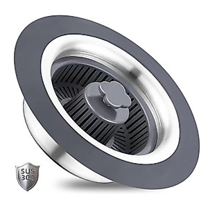 3-in-1 Upgarded Kitchen Sink Drain Stopper &Stainer Combo - Pop-Up Anti-Clog Basket for Fast Drainage , Includes 3 Reuseable Filters