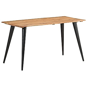 ULUYYUC Dining Table with Live Edges 55.1"x23.6"x29.5" Solid Acacia Wood,Multifunctional Party Table Kitchen Tables Living Room Furniture Outdoor Table for Living Room, Kitchen, Backyard, Wedding