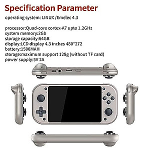 M17 Handheld Retro Game Console 64G with 20000+ Games, Cortex-A7 1.2GHz, 4.3-inch IPS Screen Portable Arcade Rechargeable Games Emulators for Kids and Adults (Silver)