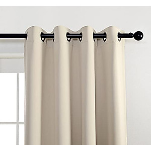 MIUCO Room Darkening Grommet Blackout Window Curtains for Living Room Curtains Panels Set of 2 52x63 Inch Begie, 2 Tie Backs Included