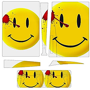 PlayStation 5 optical drive version sticker protective cover, Smiley Symbol with Blood ps5 controller protective shell (compatible with ps5 optical drive)