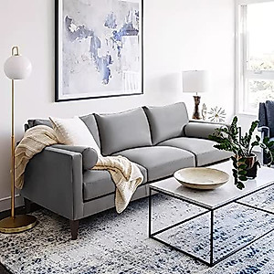 YESHOMY Rivet Mid-Century Upholstered Modern Sofa Couch, Loveseat with Sturdy Wooden Feet, No Assembly Required, 77" W, Gray Breathable Leather