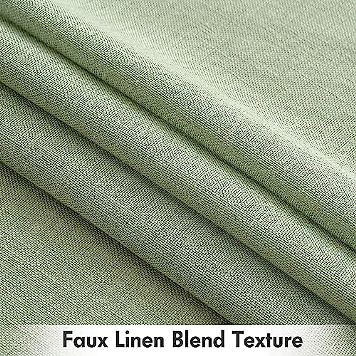 SWANCOCO Sage Green Linen Curtains 96 Inches Long Semi Sheer Thick Curtain Drapes for Bedroom Living Room Light Filtering Super Soft Burlap Look Window Drapes Rod Pocket & Back Tab, 2 Panels