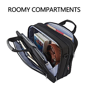 VANKEAN Laptop Briefcase Premium Laptop Case Fits Up to 17.3 Inch Business Shoulder Bag Laptop Expandable Water-Repellent Messenger Bag for Men/Women Computer Bag for Travel/Business/School-Black