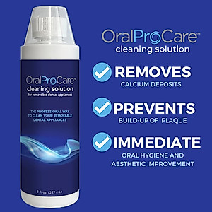 Oral ProCare Dental Appliance Cleaning Solution for Removable Dental Appliances; 8 oz bottle. For Up to 96 Uses. Retainer, Denture, Mouth Guard, Aligner, Night Guard Cleaner