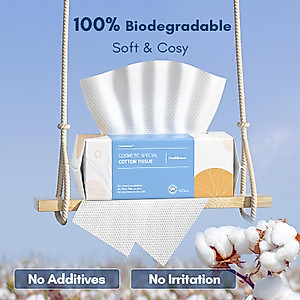 PoeticEHome Soft Dry Wipe 6 Pack, 100% Cotton Face Tissues, Lint Free Facial Cleansing Towels Disposable, Extra Thick Dry and Wet Use for Sensitive Skin, Makeup Removing, Surface Cleaning (600 Count)