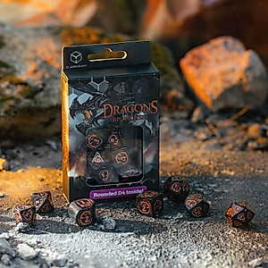Dragons Modern Dice Set Black & Copper