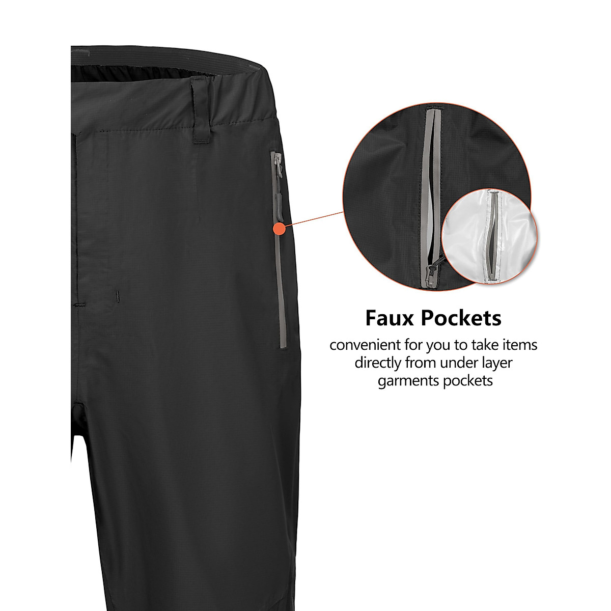 Little Donkey Andy Men's Waterproof Rain Pants Windproof Overpants Lightweight Outdoor Trousers for Hiking Golf Fishing Black XL