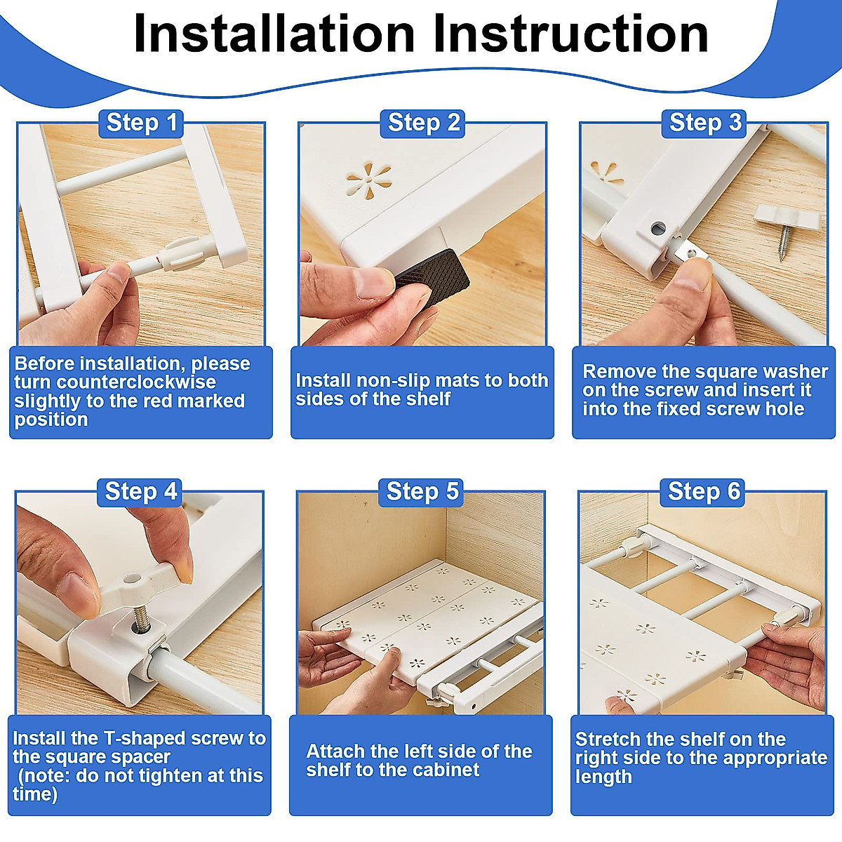Gerrii 4 Pcs Adjustable Locker Shelf Organizer Scalable Layered Separator Storage Rack Shelf for Expandable Closet Tension Shelf and Rod for Cabinet Wardrobe Cupboard Kitchen Bathroom
