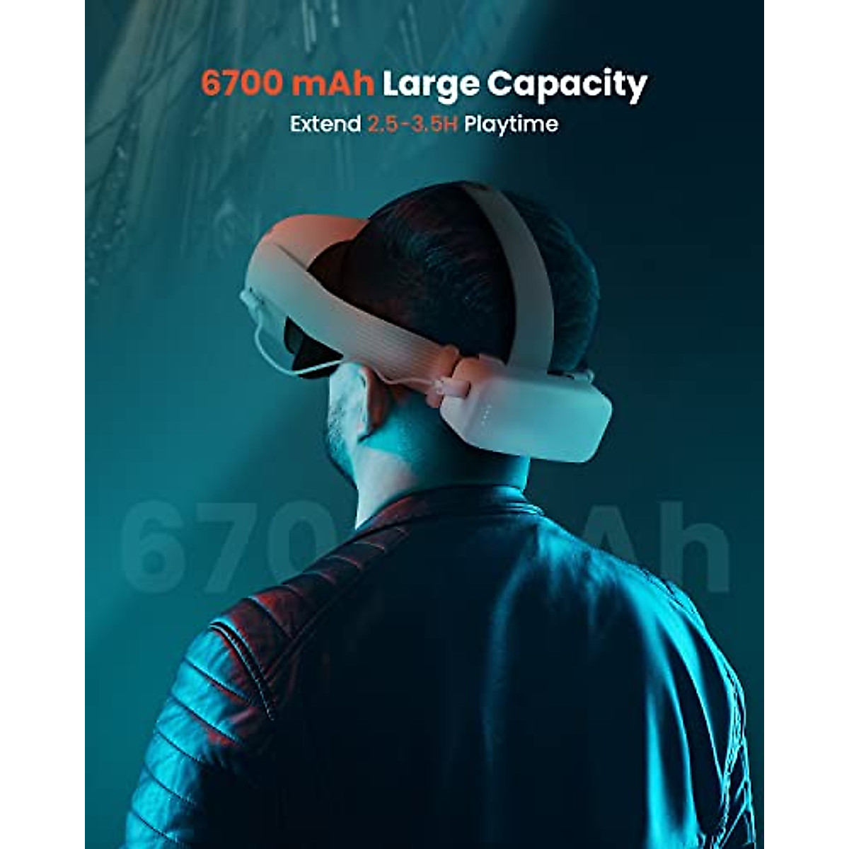 Battery Pack for Oculus/Meta Quest 2, Accessories for Oculus Quest 2, GEEKERA 6700mAh VR Power Bank for Extra 2.5-3.5H Playtime, Compatible with Original Oculus Quest 2 and Elite Strap, Quick Install
